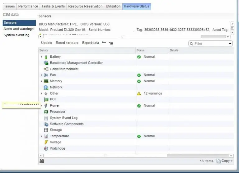 Hardware Status Problem on HPE ProLiant Gen10