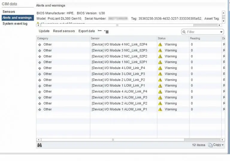 Hardware Status Problem on HPE ProLiant Gen10