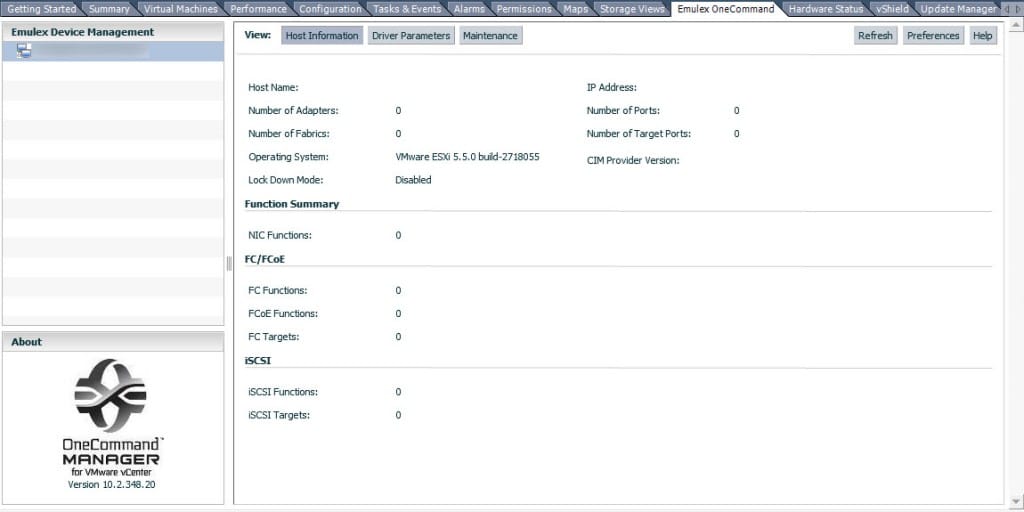 OneCommand Manager for VMware vCenter Server